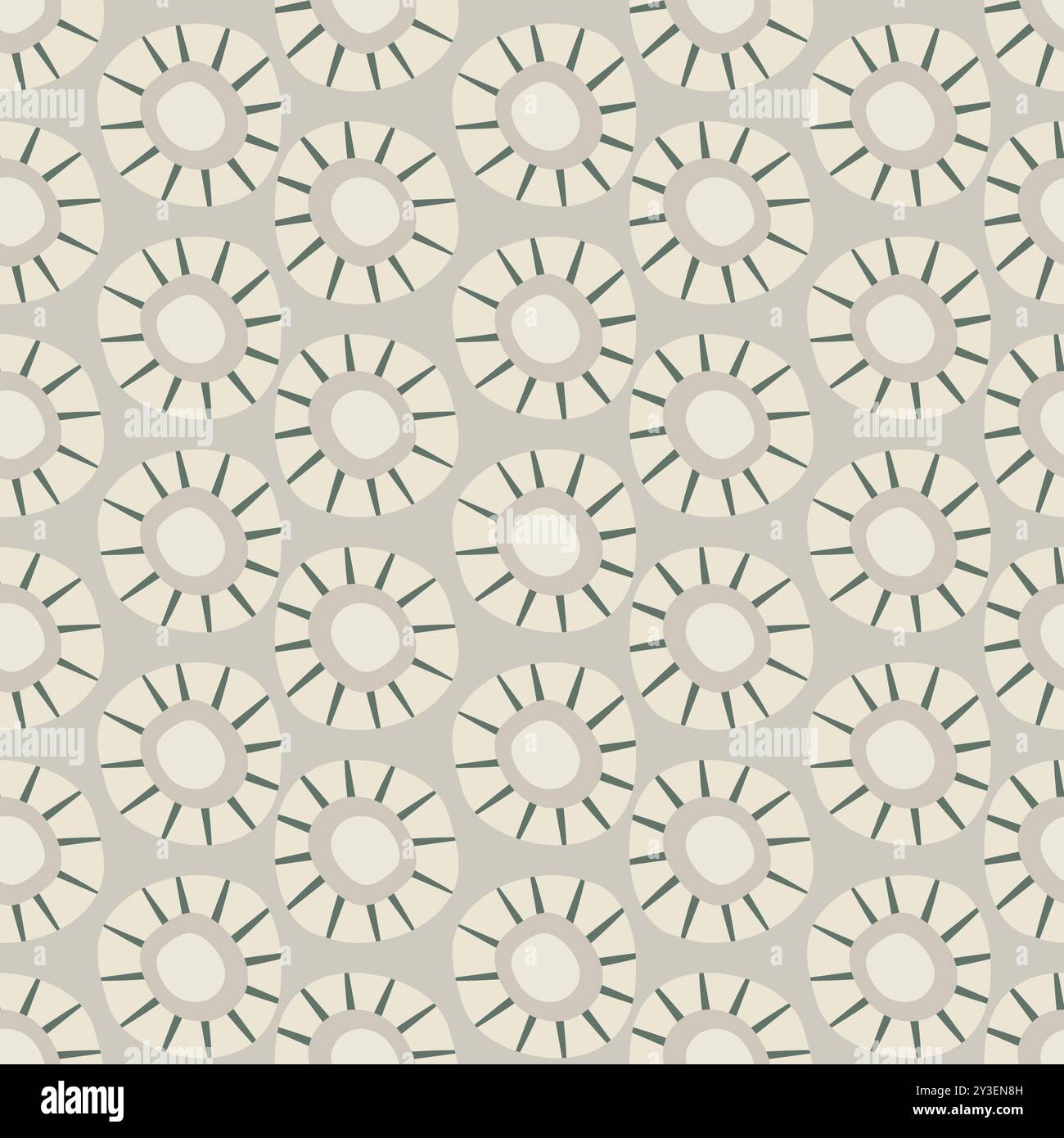 Neutral flower heads vector seamless pattern background. Dense floral ...