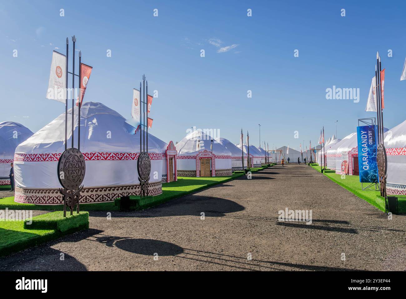 The traditional Kazakh yurts, historic nomadic tent houses, in Astana ...