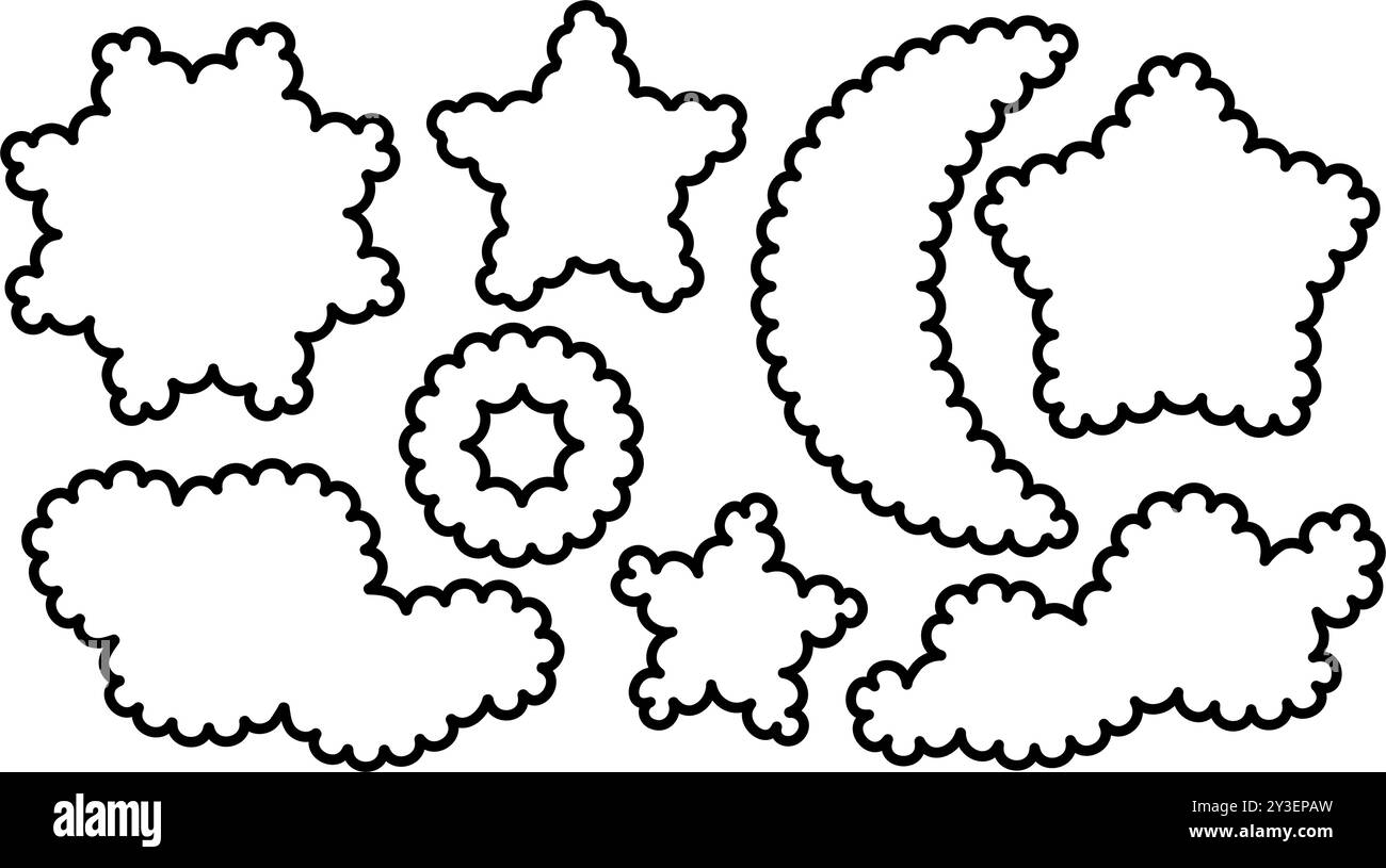 Set of scallop edge frames shapes isolated on white background. Zigzag ...