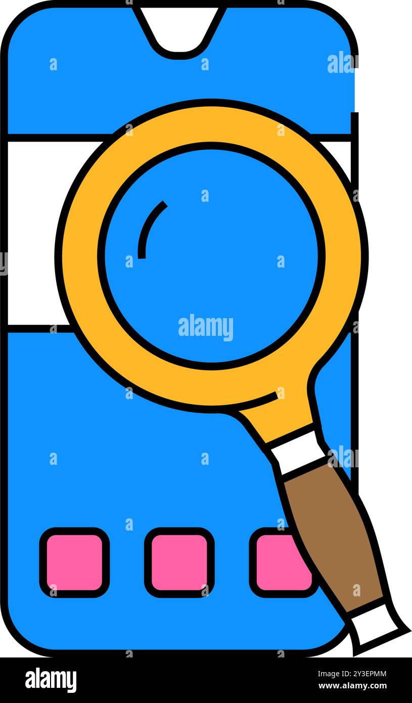 smartphone search magnifying glass icon color illustration Stock Vector ...