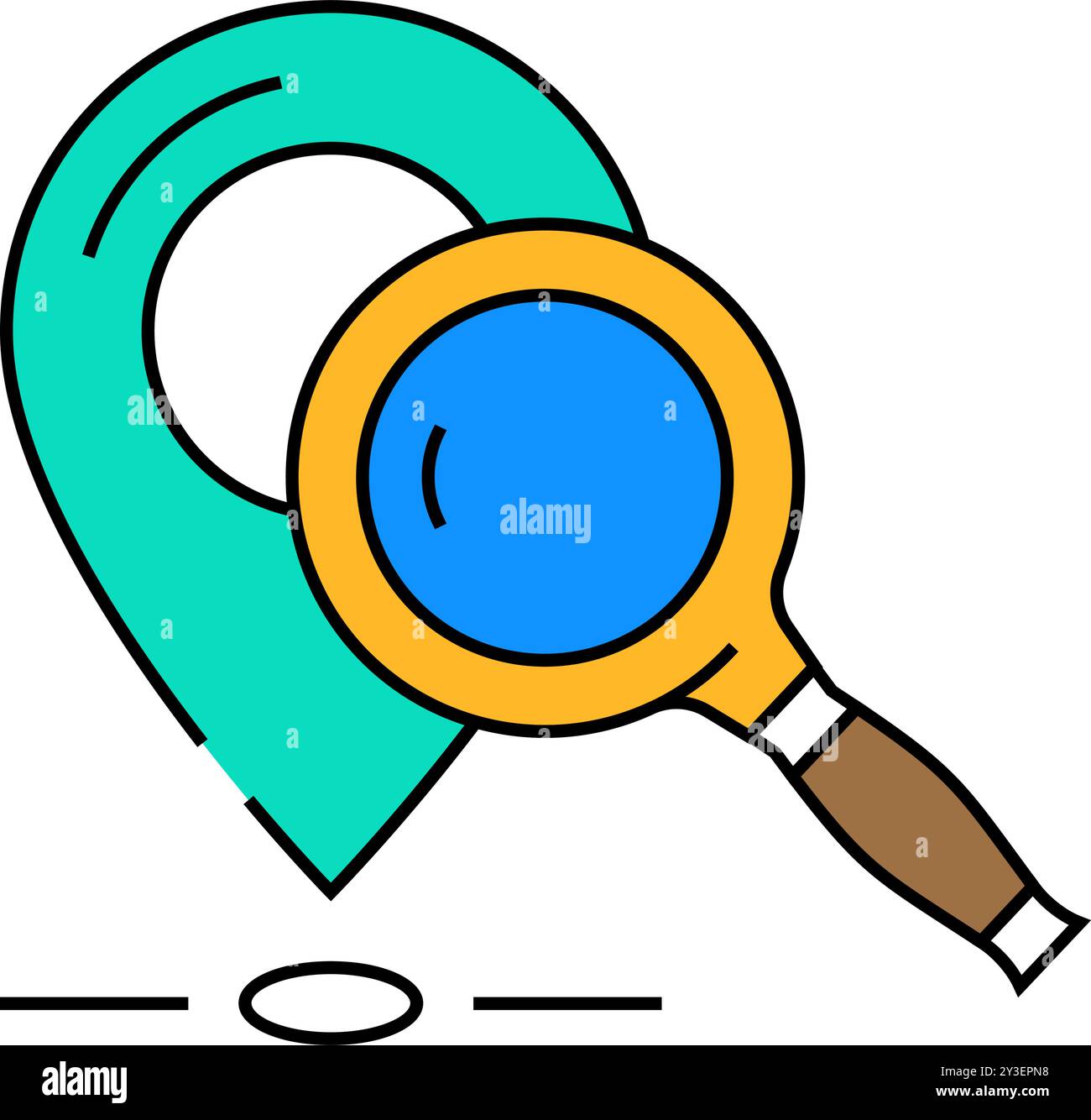 geolocation marker magnifying glass icon color illustration Stock ...