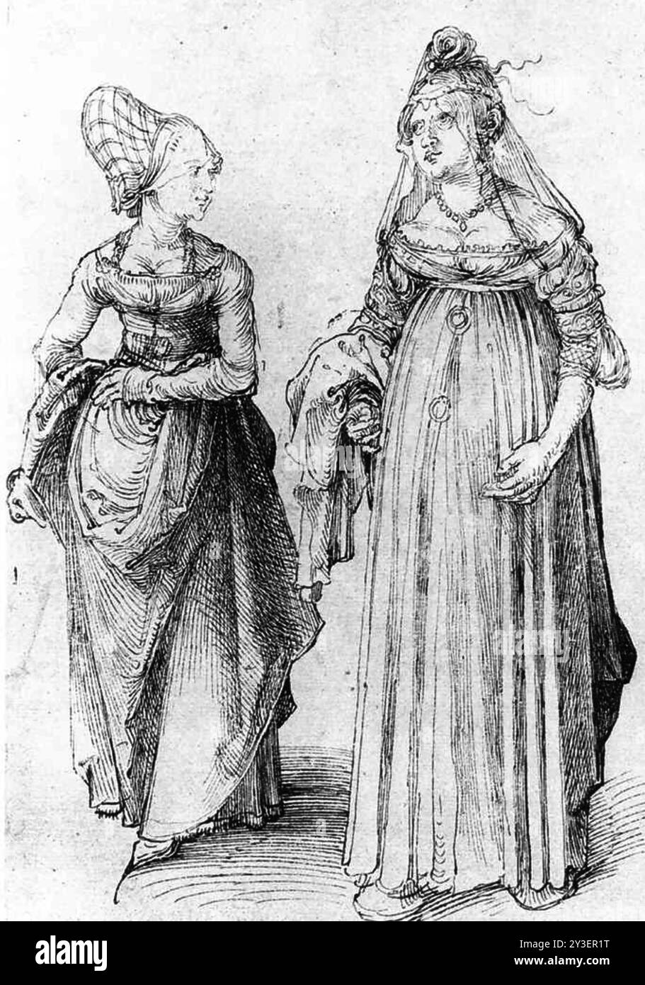 ALBRECHT DÜRER (1471-1528) German artist. Drawing of two fashionable ...