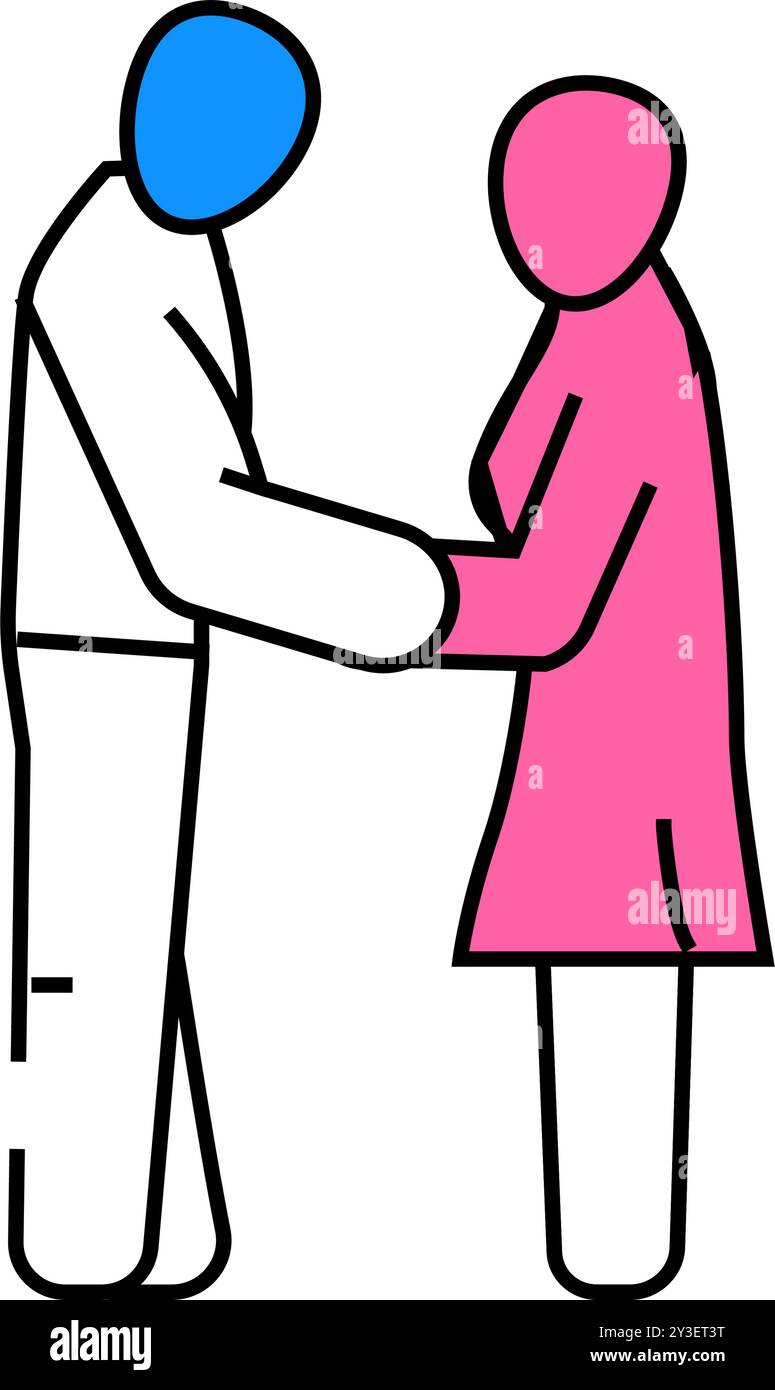 couple holding hands love icon color illustration Stock Vector Image ...