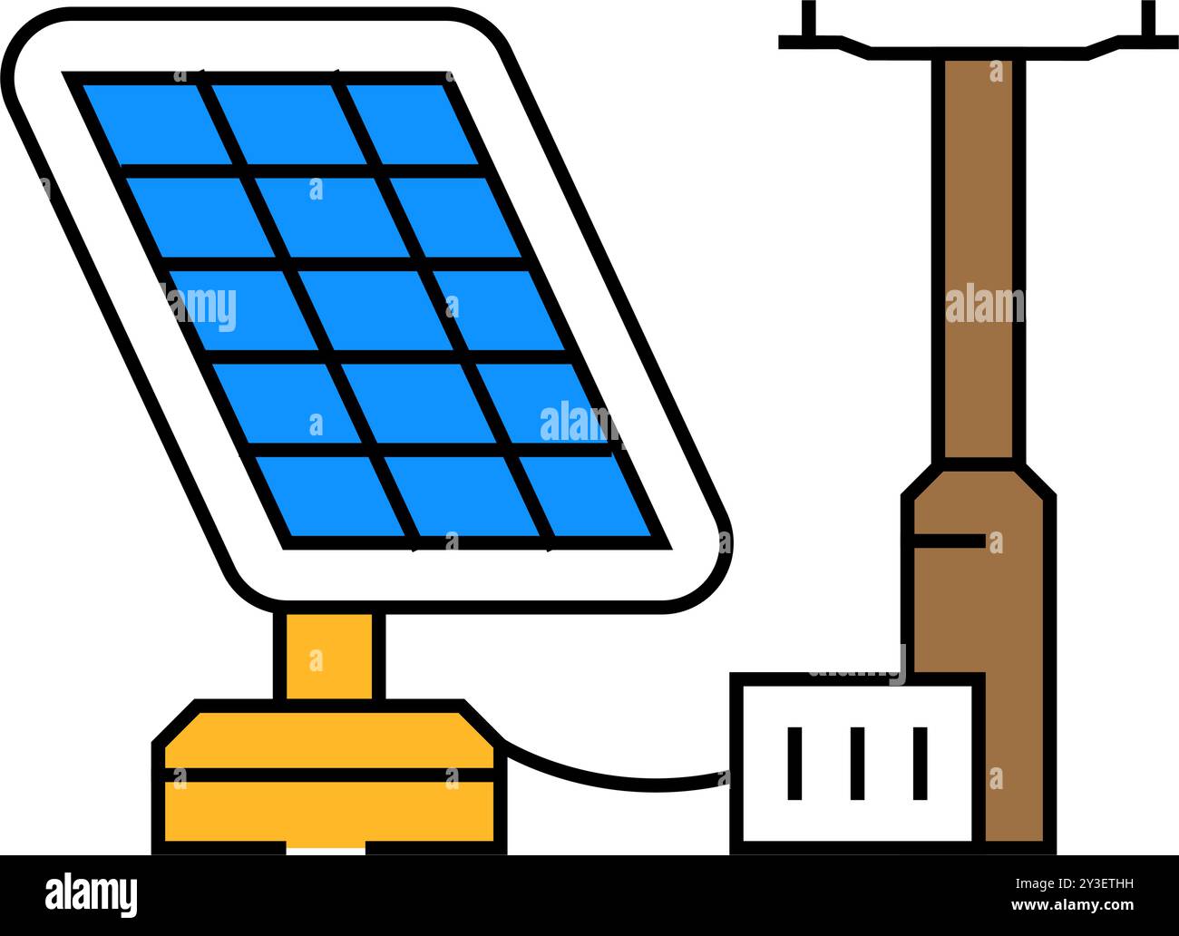 grid integration solar panel icon color illustration Stock Vector Image ...