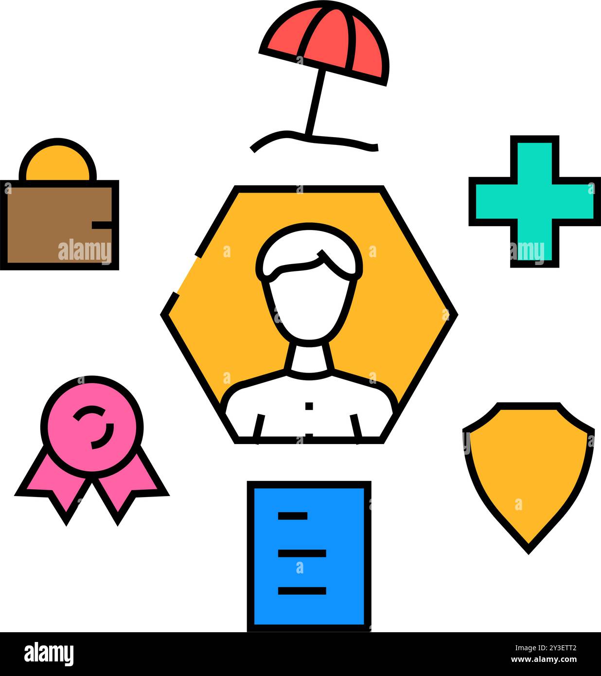 benefits administration business icon color illustration Stock Vector ...