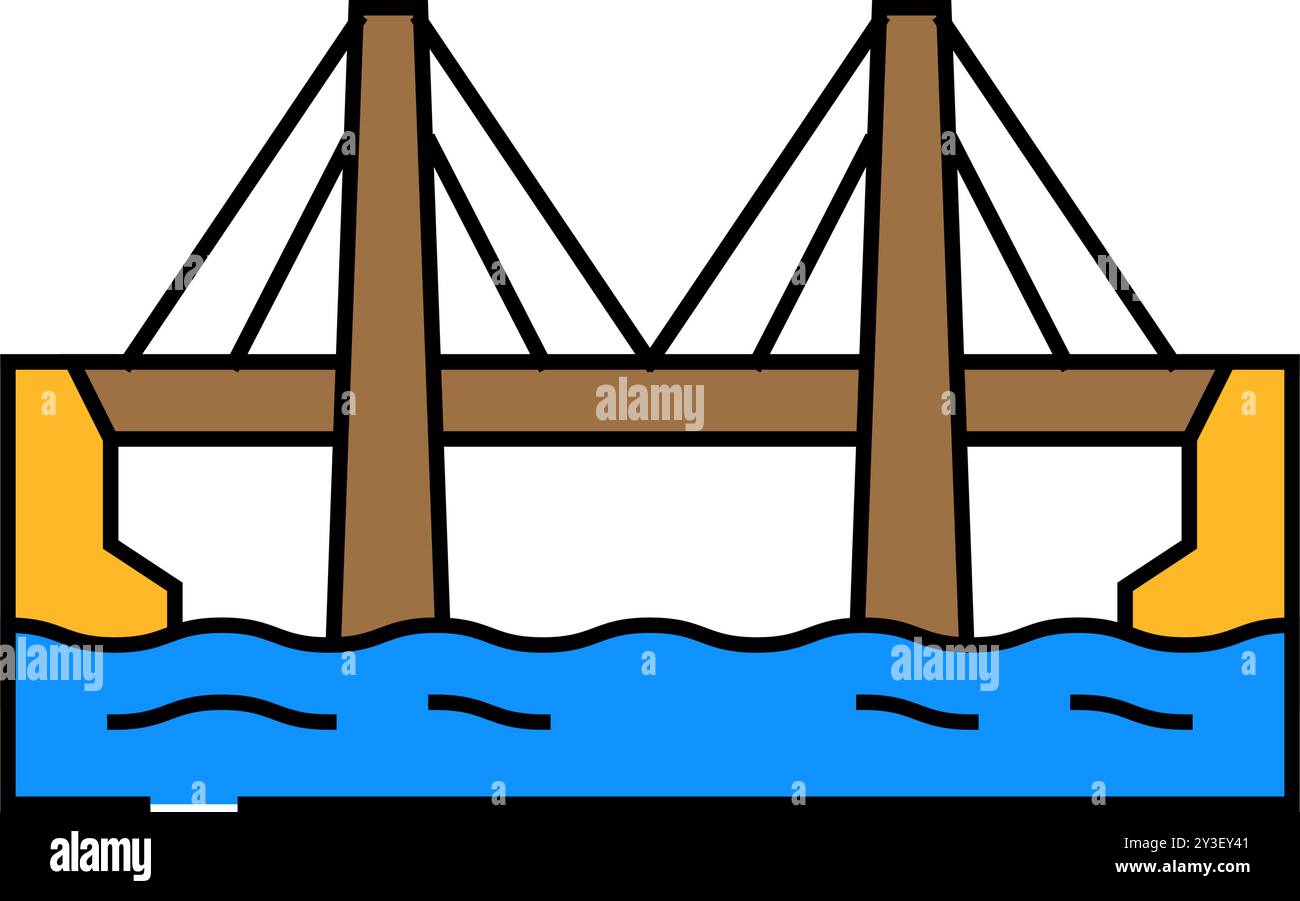 cable-stayed bridge icon color illustration Stock Vector Image & Art ...