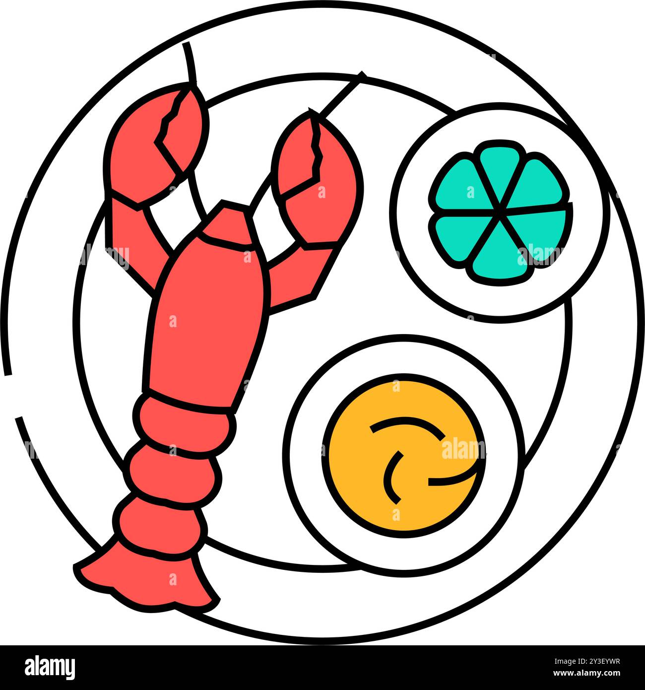lobster dish sea cuisine icon color illustration Stock Vector Image ...