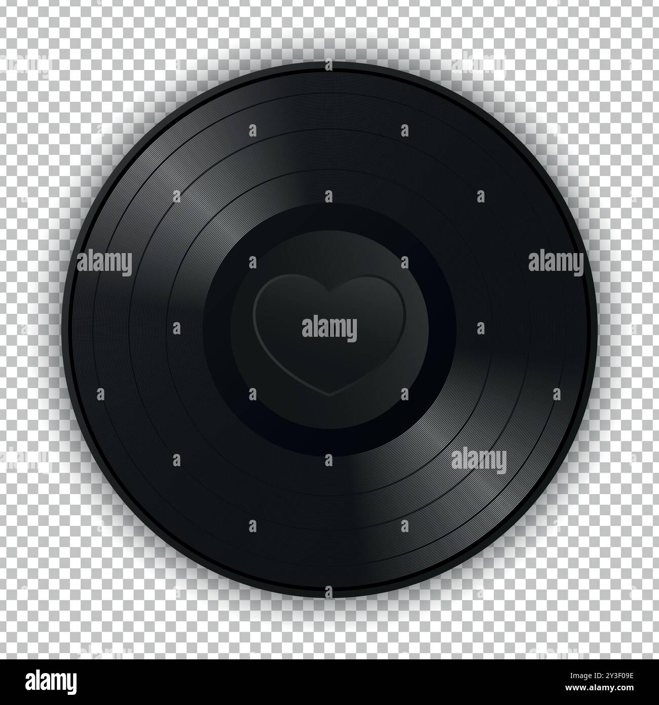 Realistic gramophone vinyl record decorated with a heart symbol. Vinyl ...