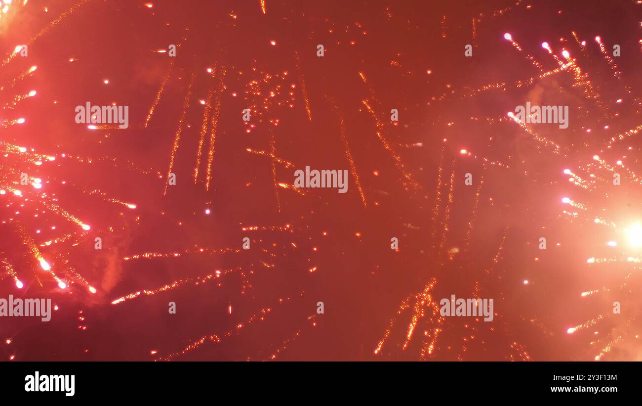 Beautiful fireworks display creates a joyful celebratory energetic ...
