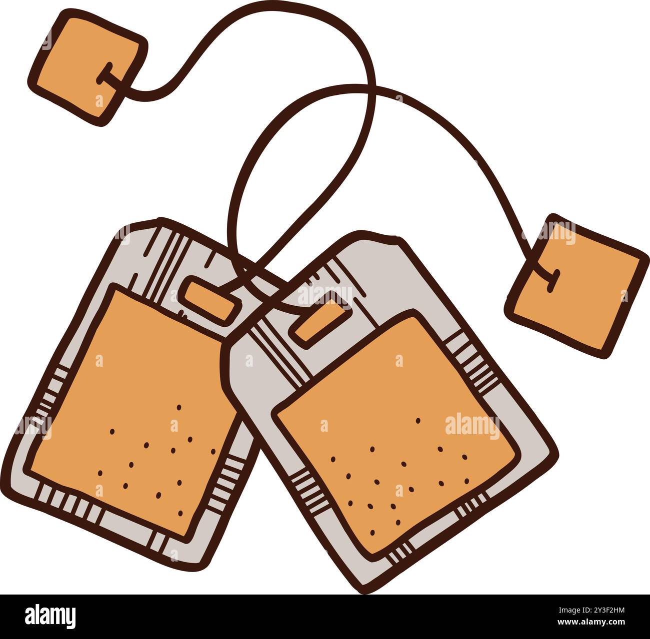 Vector isolated one single paper tea bag with paper label and thread ...