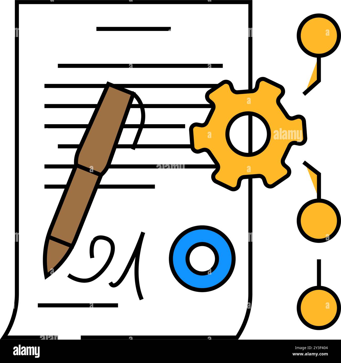 contract management business process icon color illustration Stock ...
