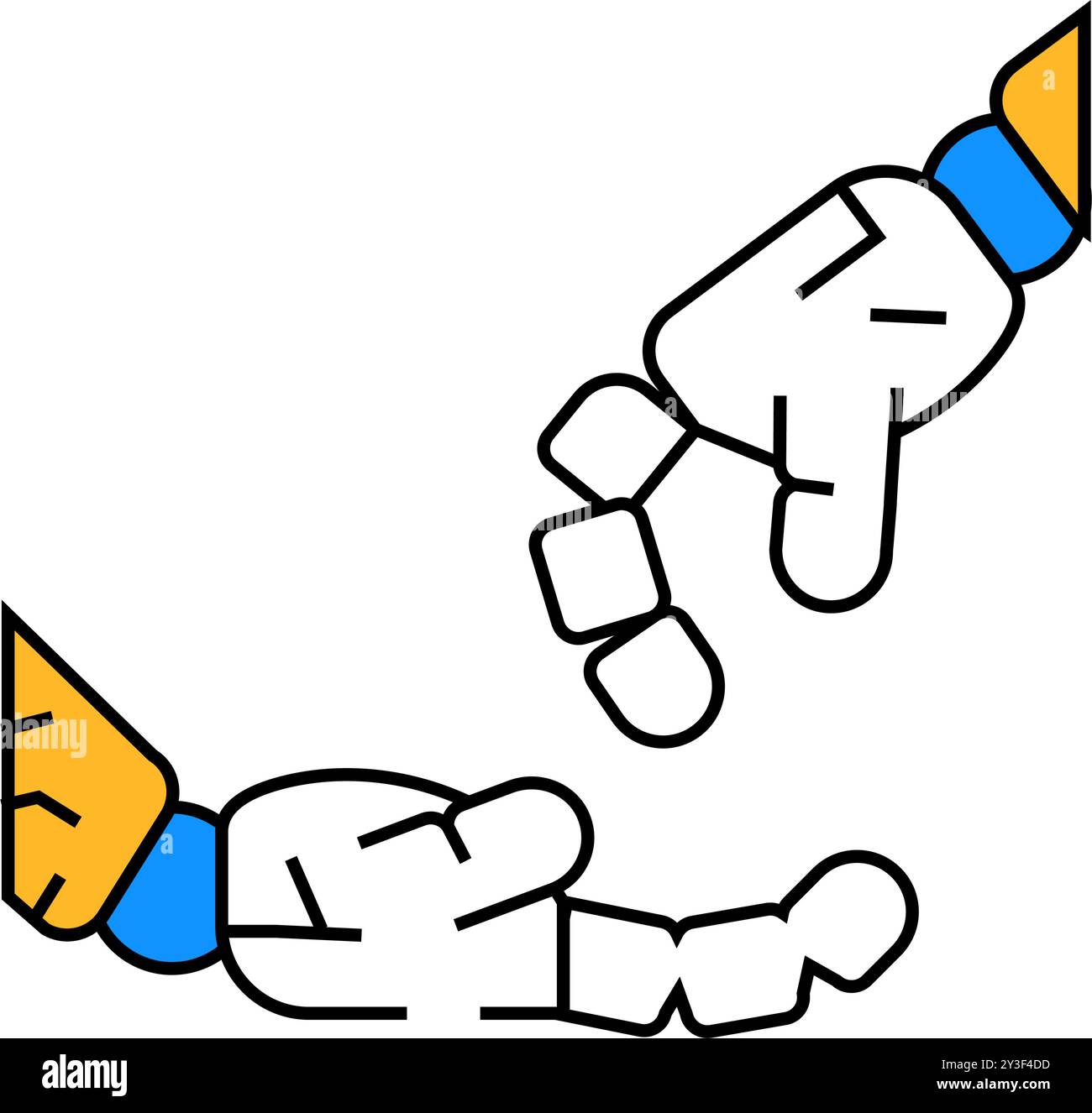 give robot hand gesture icon color illustration Stock Vector Image ...