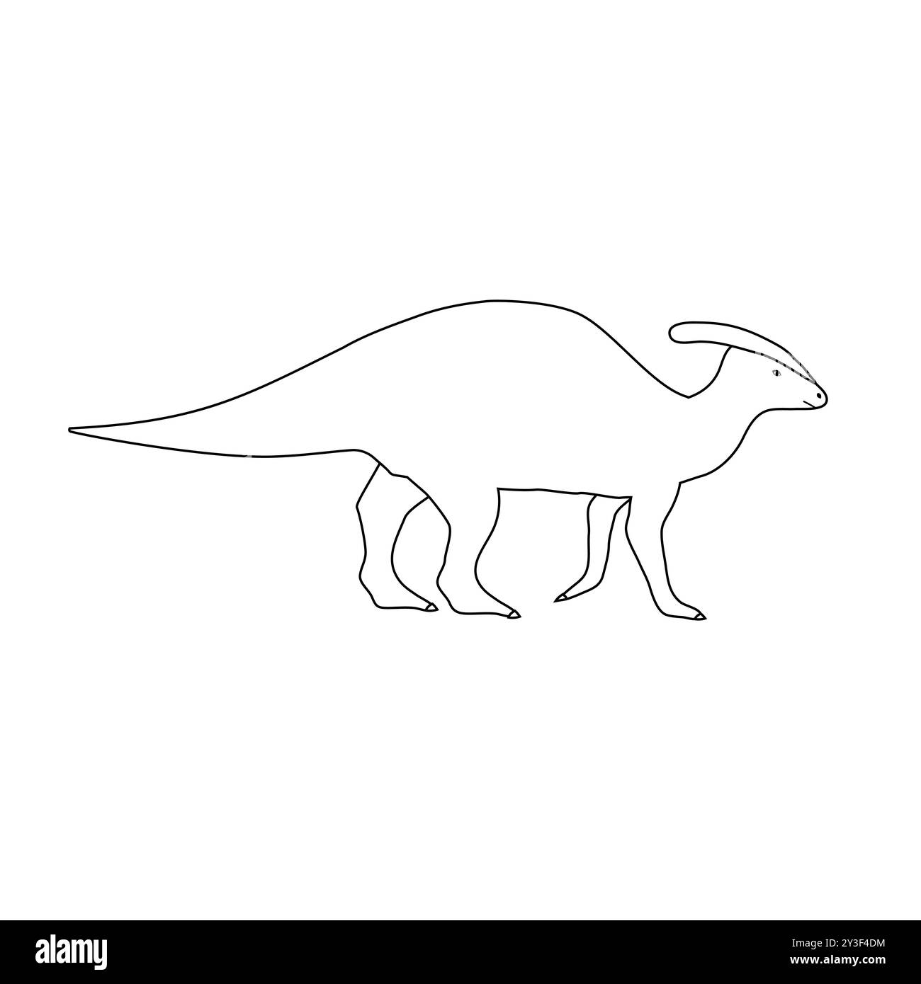 Vector flat hand drawn outline parasaurolophus dinosaur isolated on ...