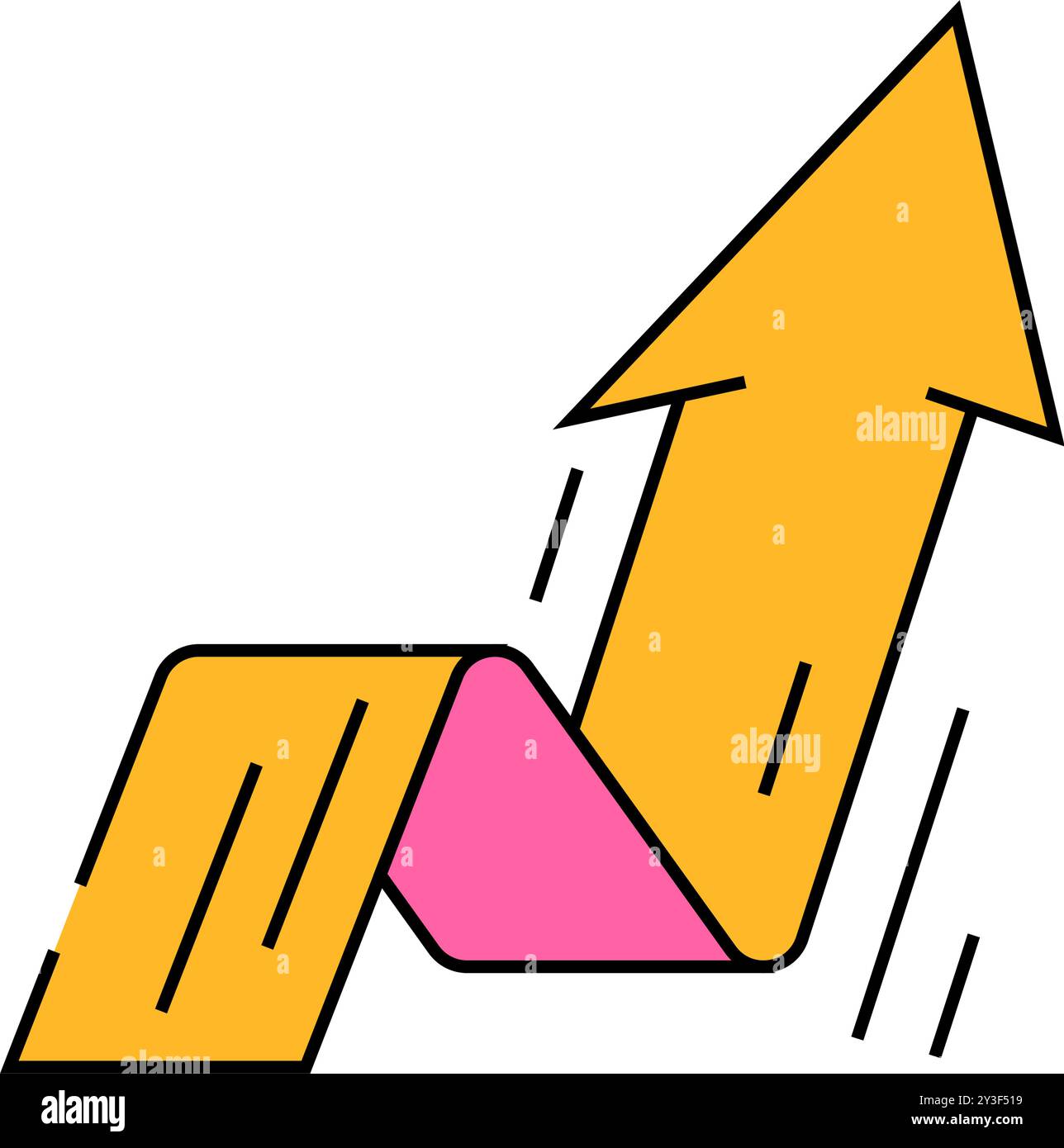 arrow pointing upward progress icon color illustration Stock Vector ...