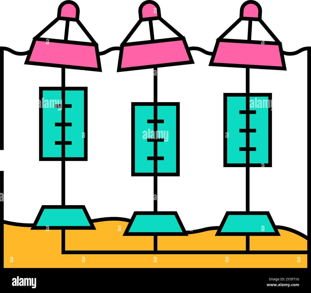 wave energy farm tidal power icon color illustration Stock Vector Image ...