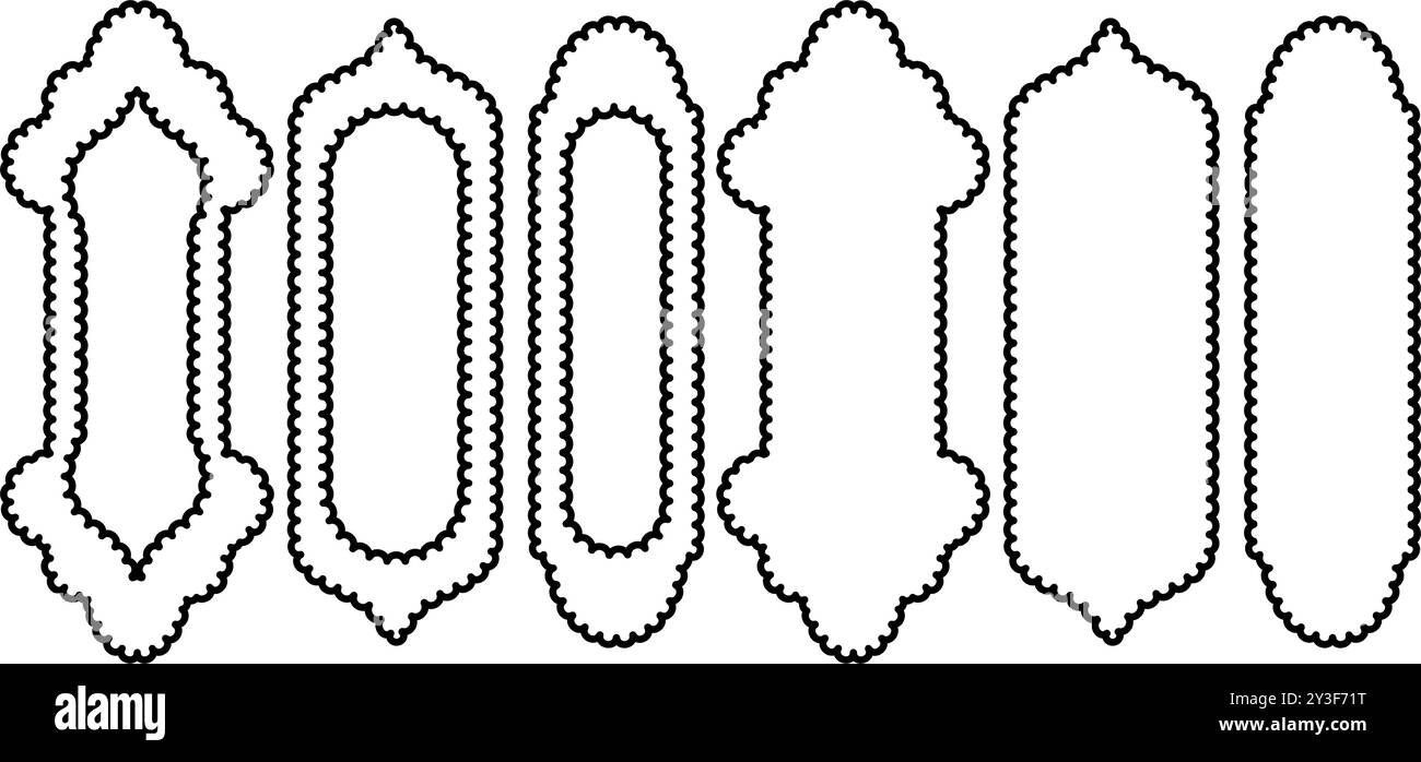 Set of scallop edge frames shapes isolated on white background Zigzag ...
