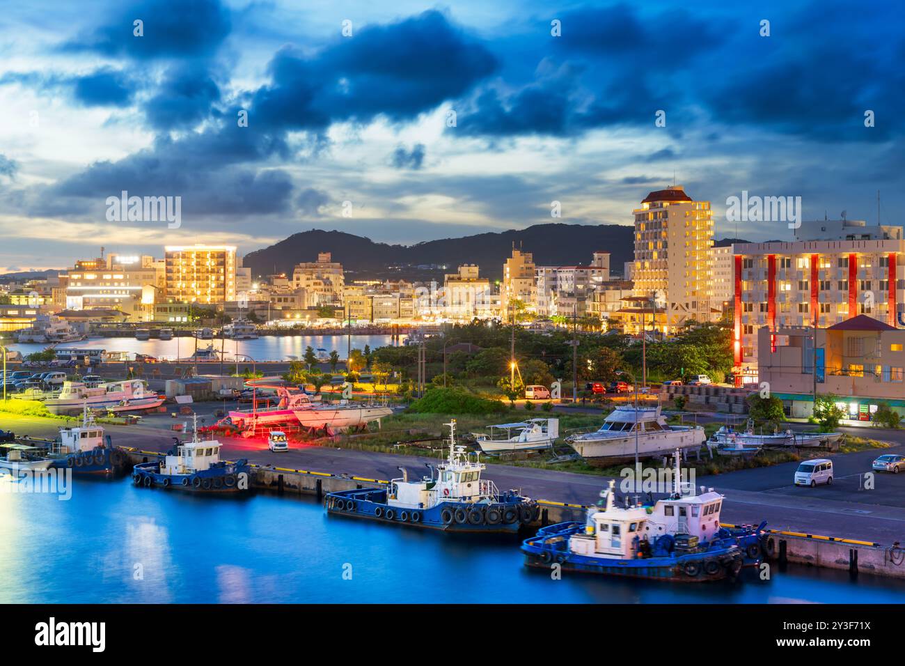 Ishigaki, Okinawa, Japan townscape on the coast at dusk Stock Photo - Alamy