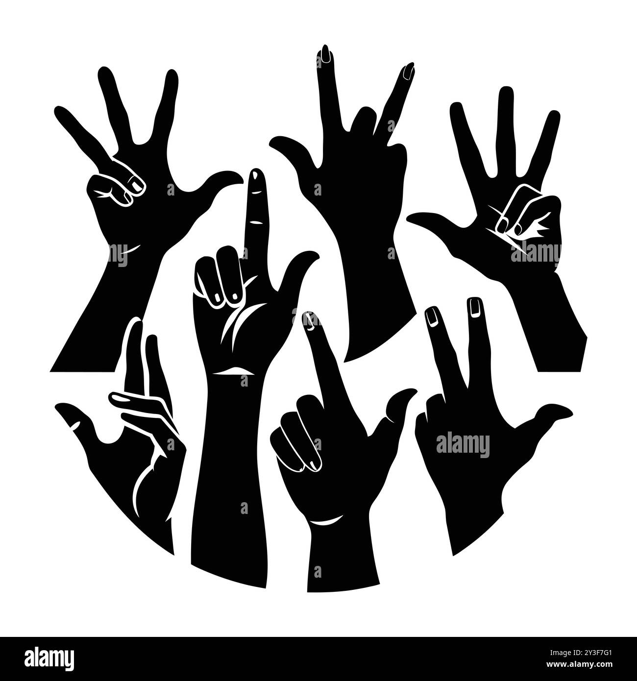 Versatile Hand Sign Vector Set, Varied Hand Signs for Creative Design ...