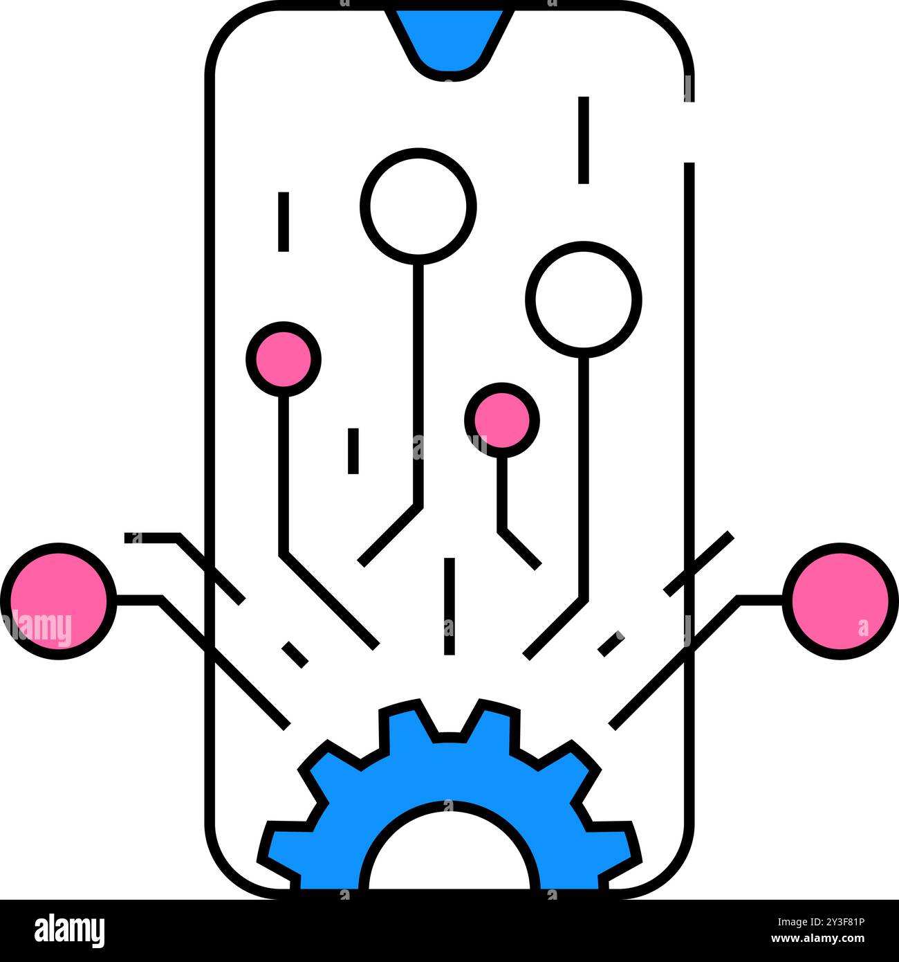 mobile technology business process icon color illustration Stock Vector ...