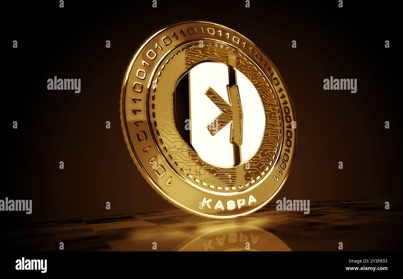 Poznan, Poland, September 1, 2024: Kaspa KAS cryptocurrency gold coin ...