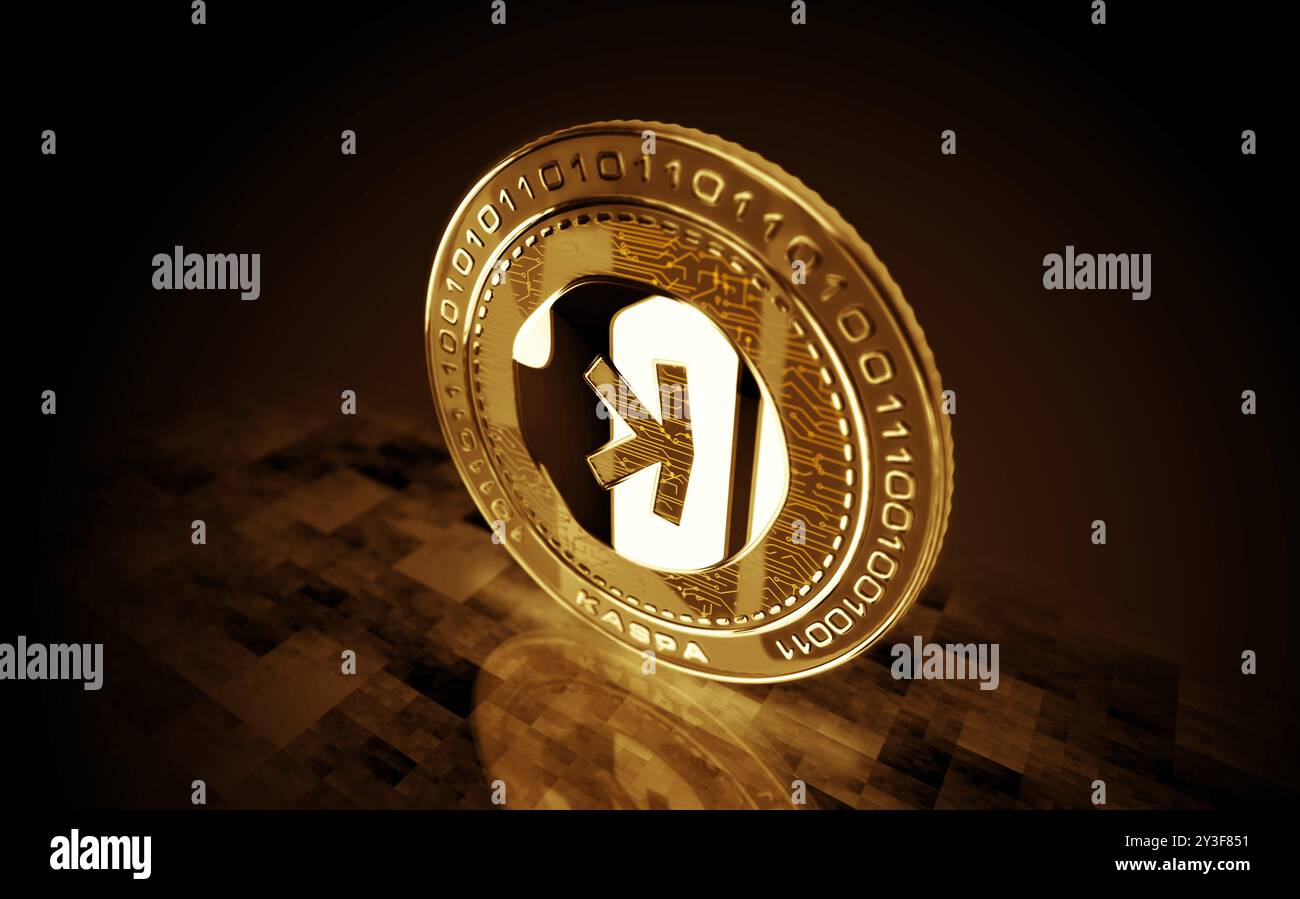 Poznan, Poland, September 1, 2024: Kaspa KAS cryptocurrency gold coin ...