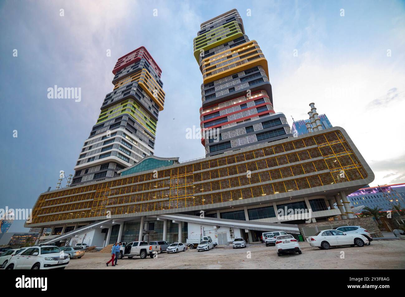 The Lusail Twin Towers. Famous for its colorful exteriors Stock Photo ...