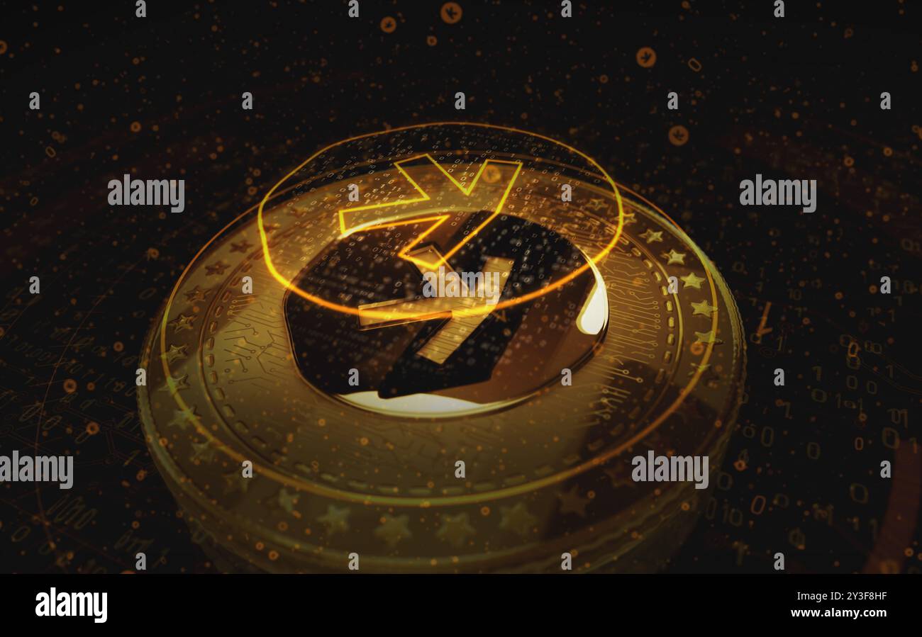 Poznan, Poland, September 1, 2024: Kaspa KAS cryptocurrency gold coin ...