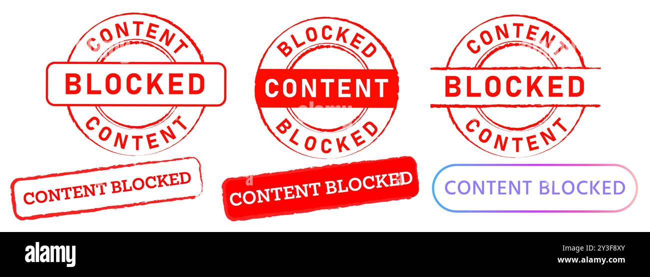 Content blocked stamp red badge restricted filter protection censorship ...