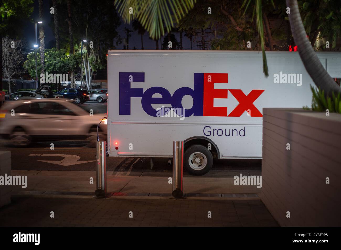 LOS ANGELES - February 28, 2024: FedEx delivery truck in sign city ...