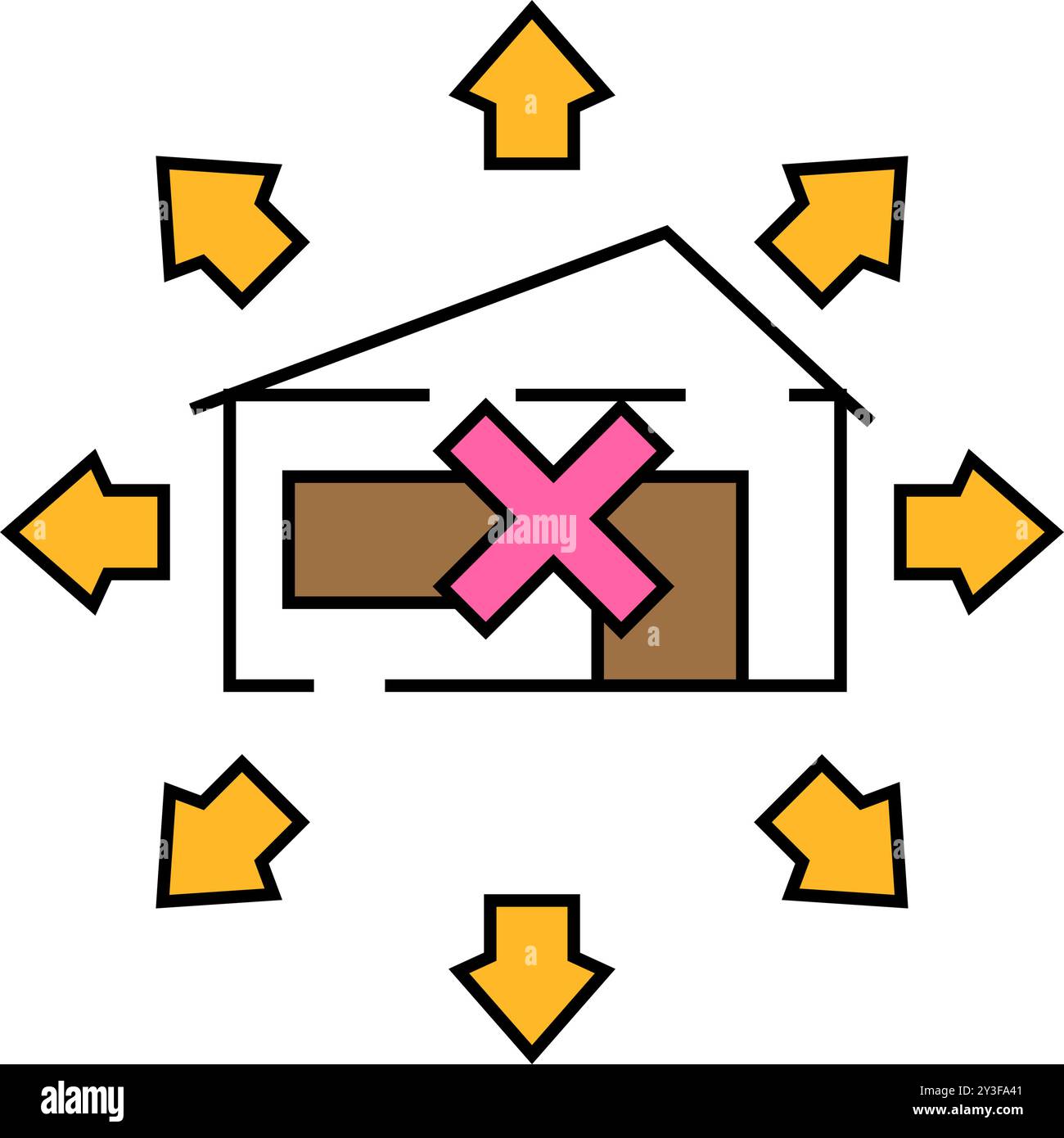 outdoor use only label product caution icon color illustration Stock ...