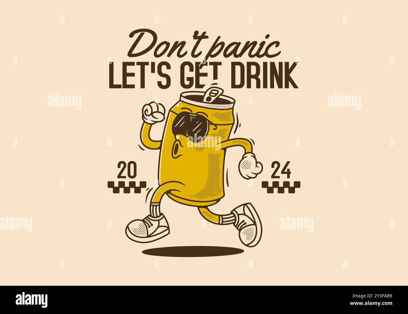Don't panic, let's get drink. Mascot character illustration of can ...