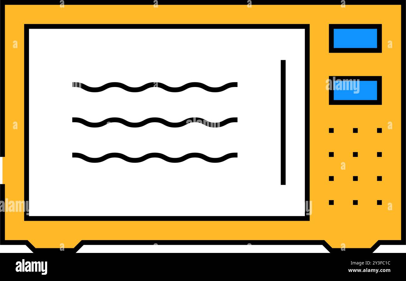 microwave safe label product caution icon color illustration Stock ...