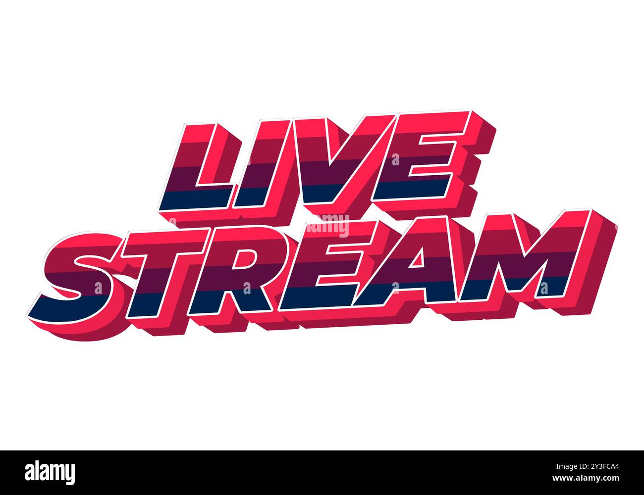 Live stream. Text effect design in 3D style with modern colors Stock ...