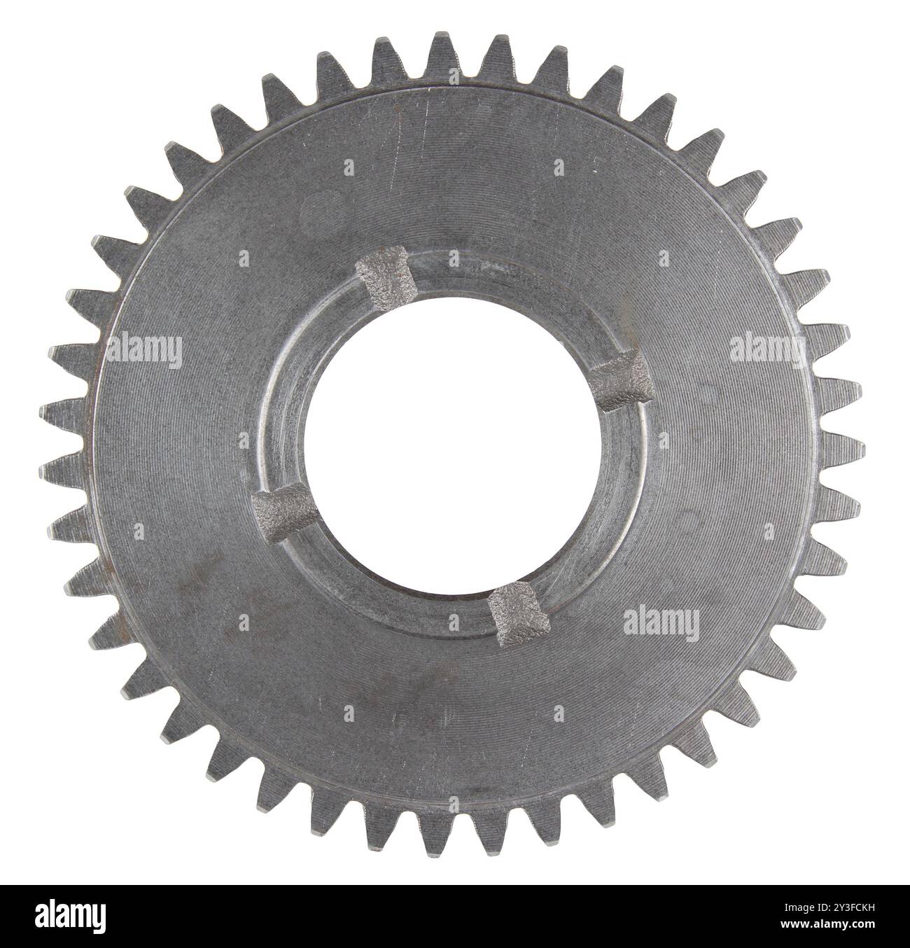 Metal cog gear on white background Stock Photo - Alamy