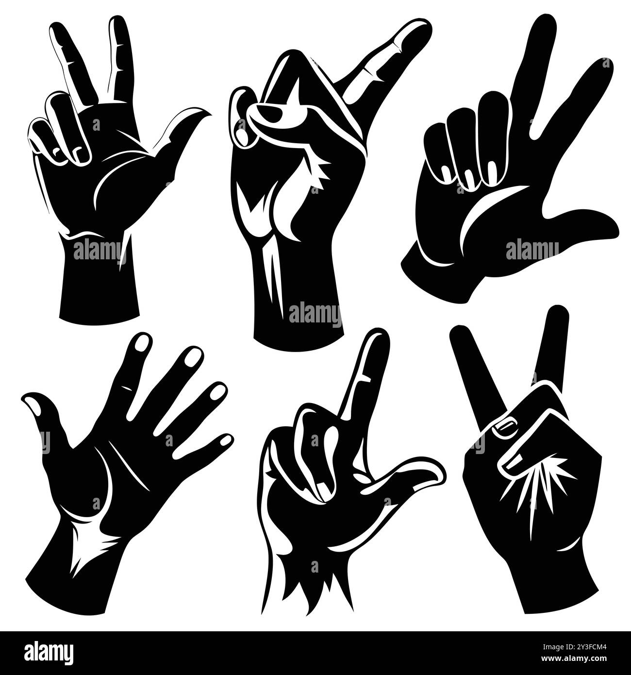 Versatile Hand Sign Vector Set, Varied Hand Signs for Creative Design ...