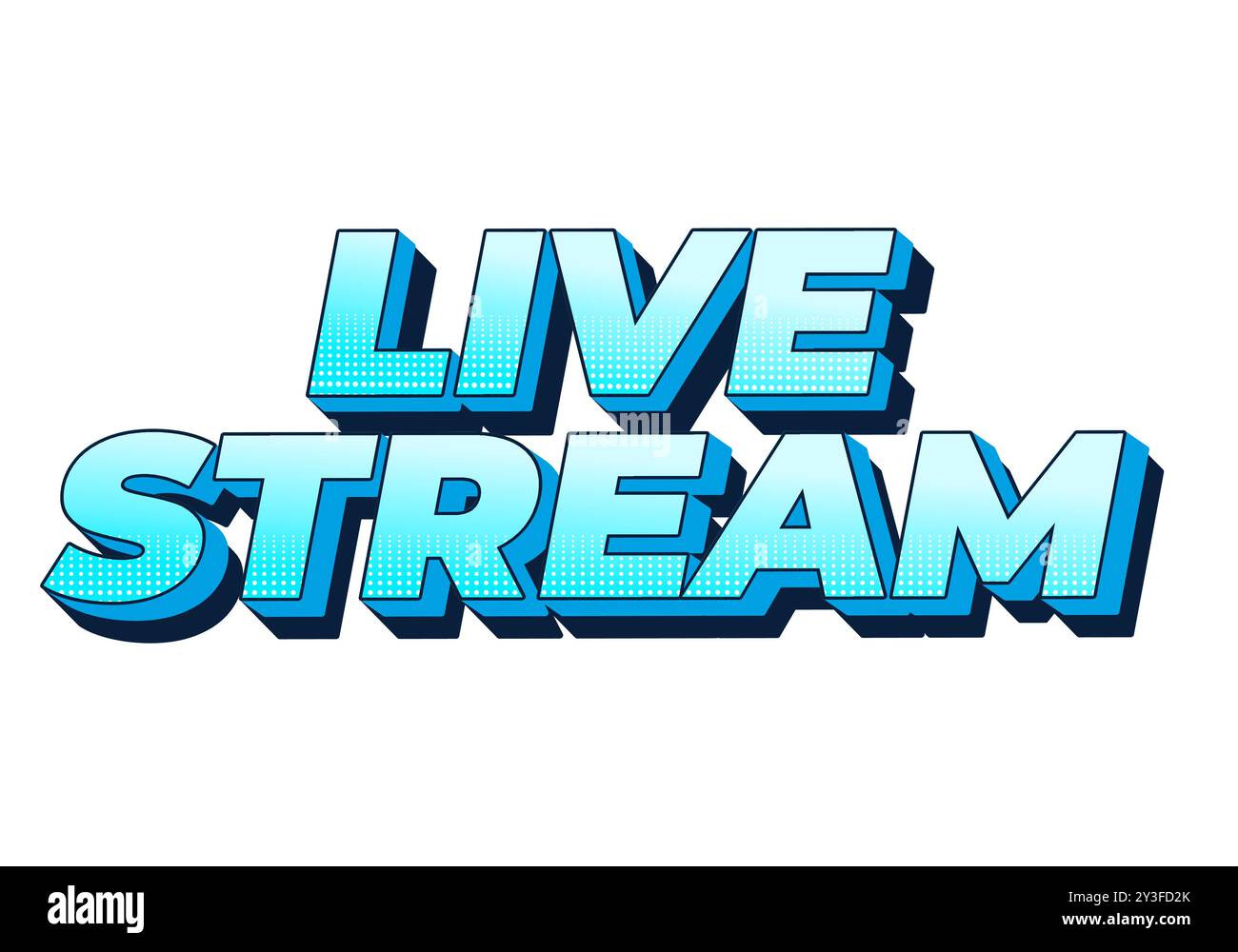 Live stream. Text effect design in 3D style with modern colors Stock ...