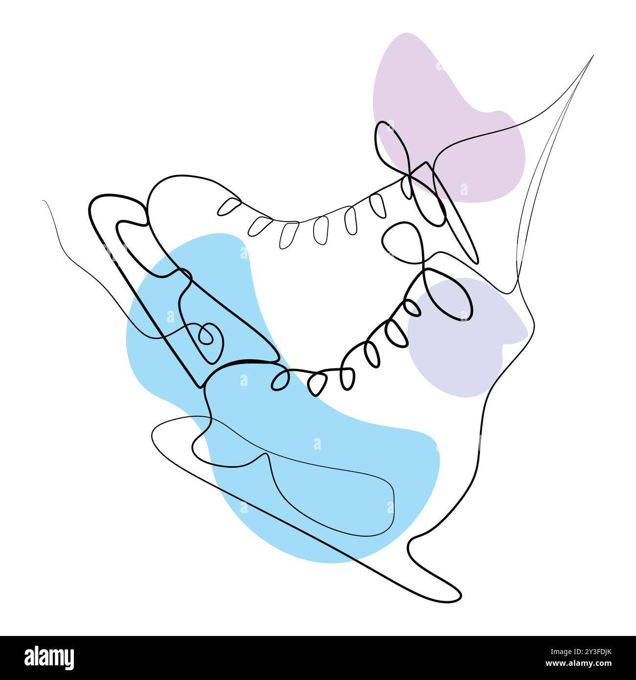 Figure Ice skate in continuous line art drawing style with Color ...