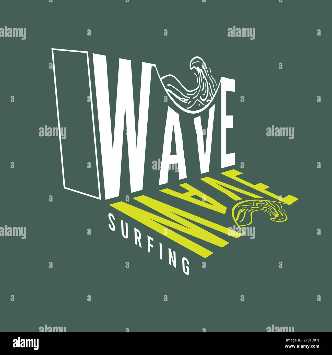 Wave surfing typography summer lettering waves poster design Stock ...
