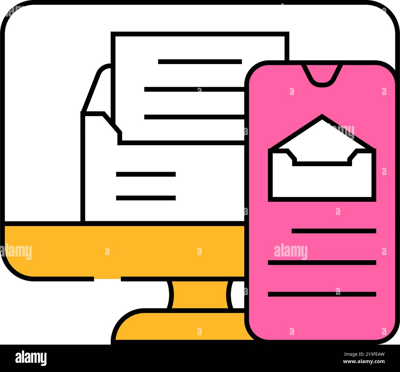 responsive email design icon color illustration Stock Vector Image ...