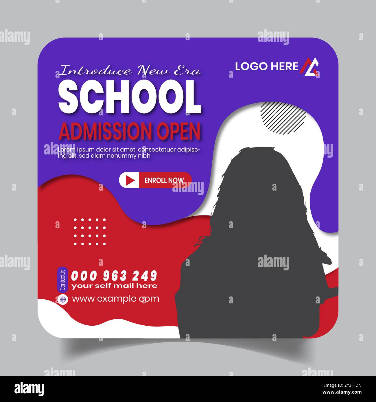 School Advertisement Social Media Post Design Template Stock Vector ...