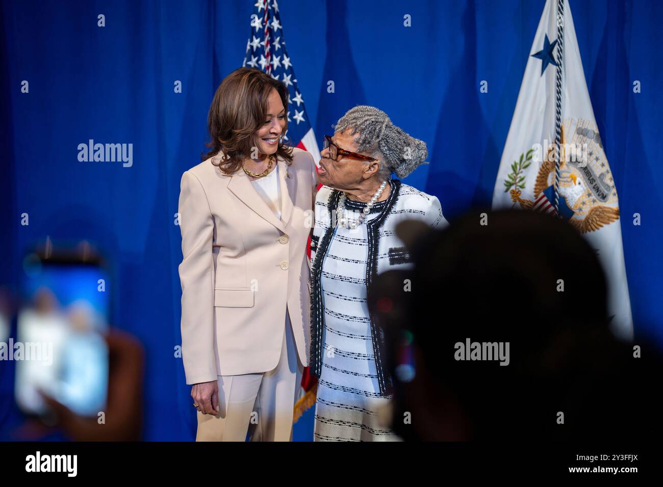 Vice President Kamala Harris participates in a photo line at the Zeta ...