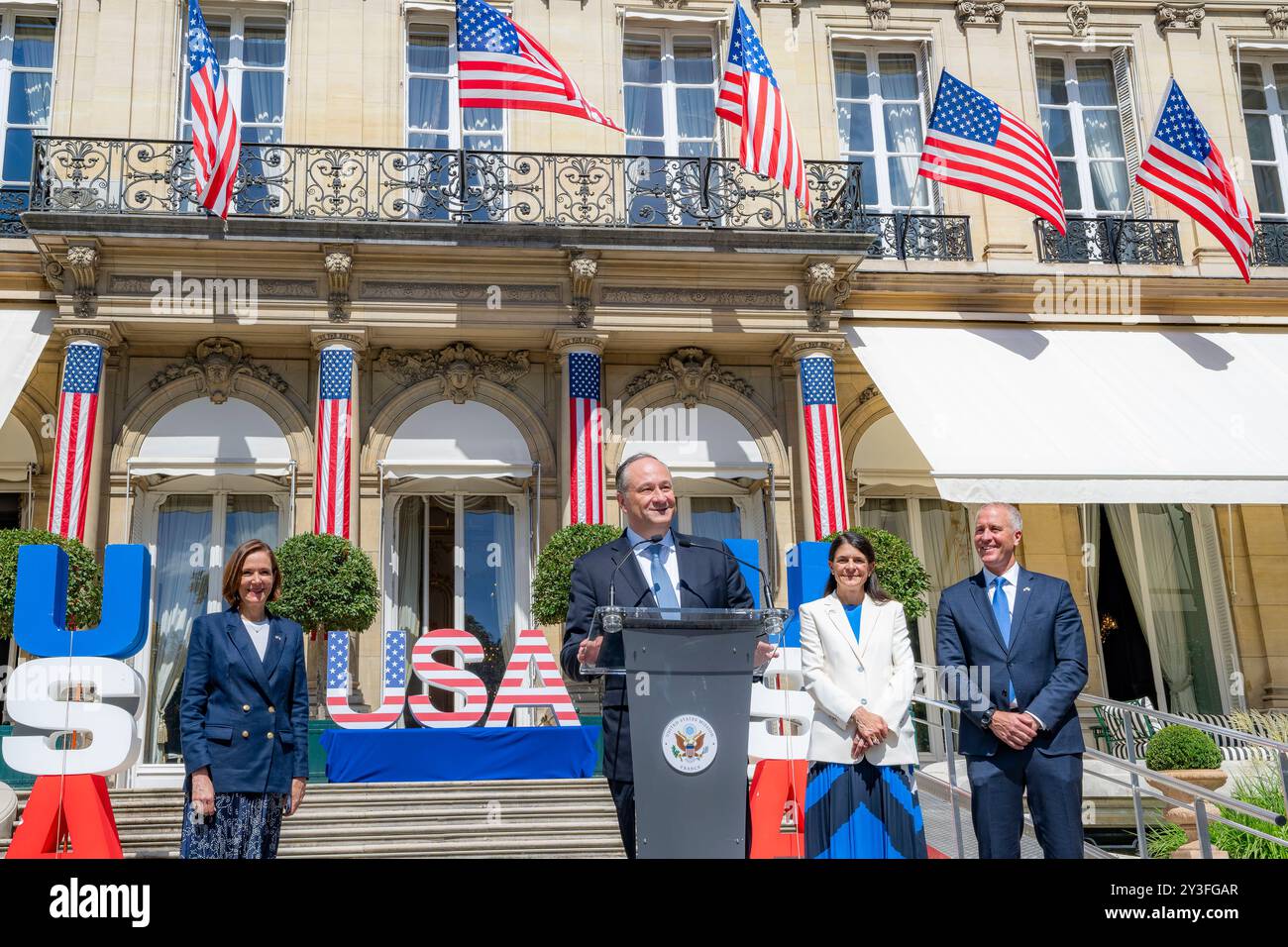 Second Gentleman Doug Emhoff attends an Embassy meet and greet ...