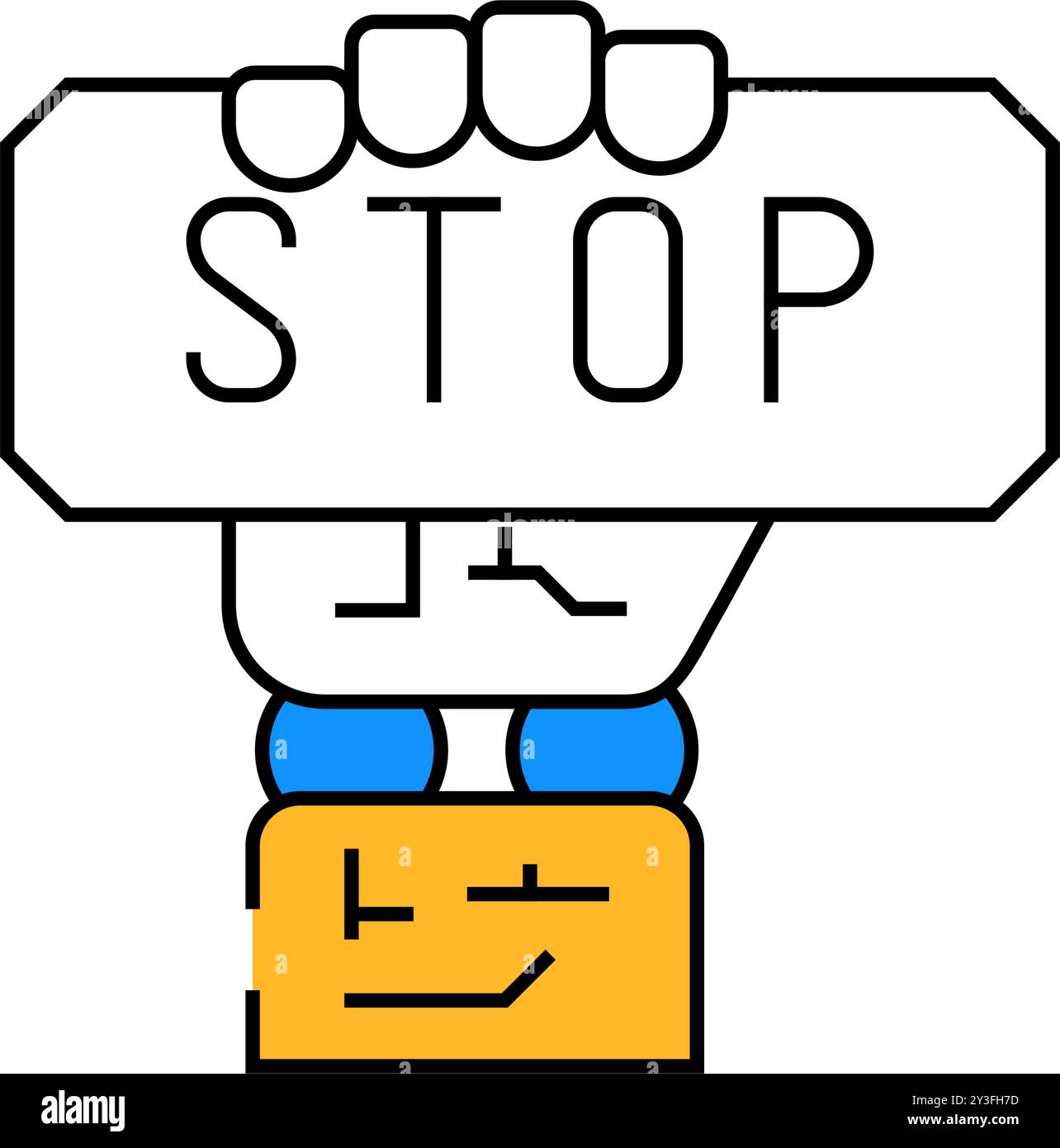 stop robot hand gesture icon color illustration Stock Vector Image ...