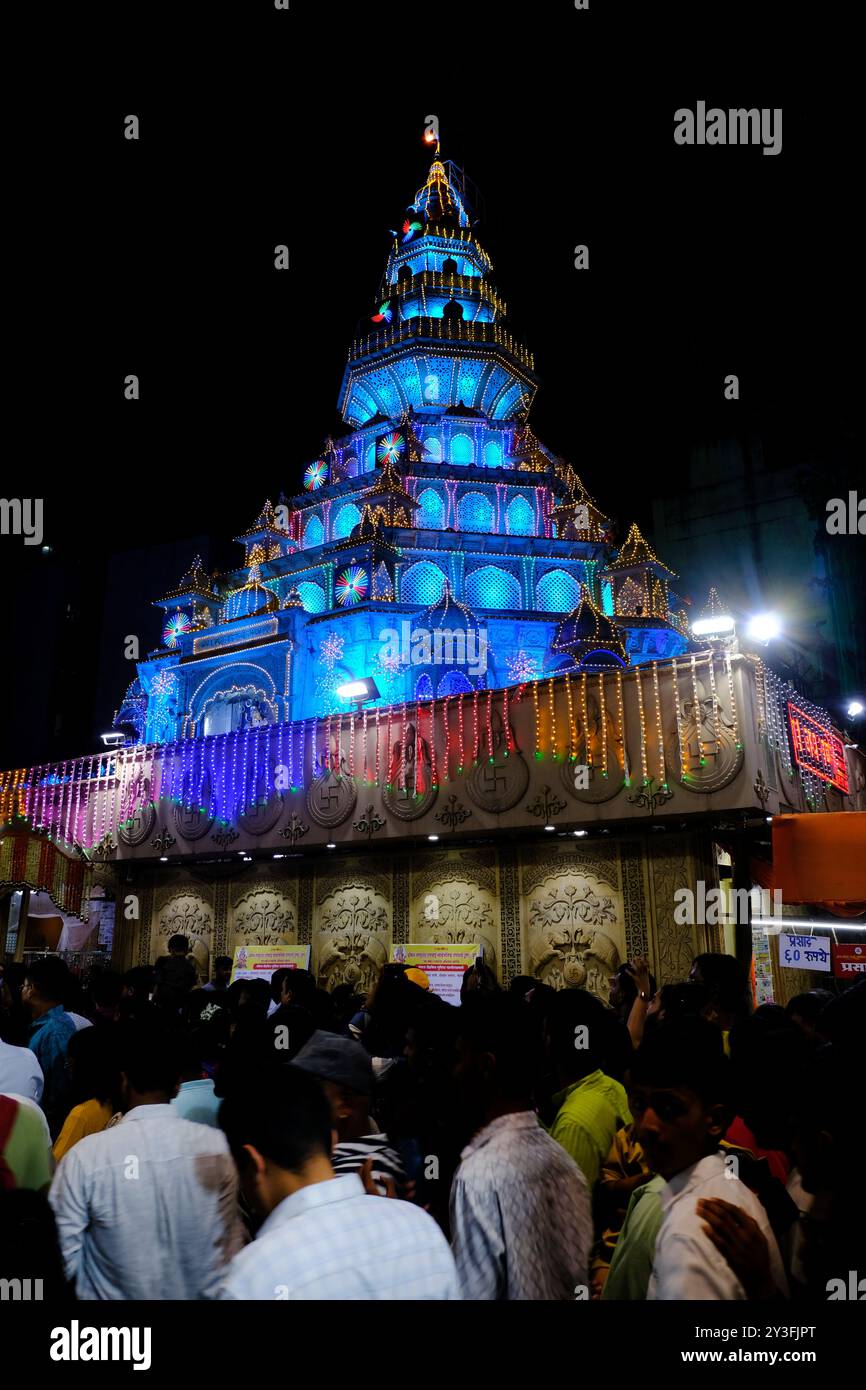 13 September 2024, Pune, Maharashtra, India, A huge crowd gathers to ...