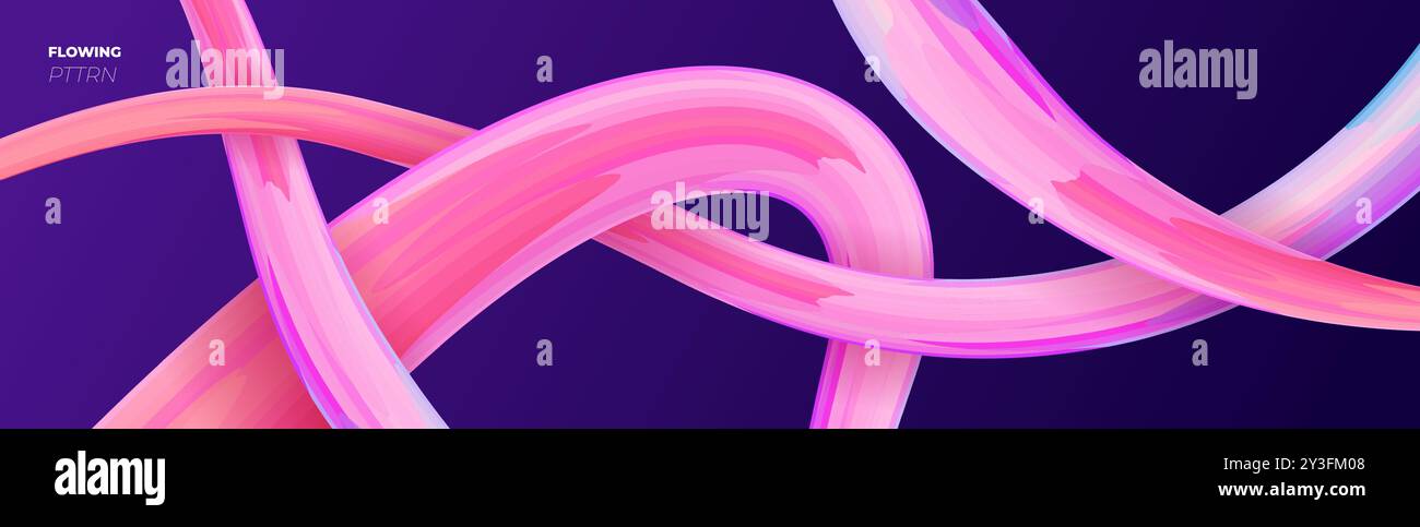 Modern fluidity horizontal banner. Abstract wavy 3D liquid shapes on ...