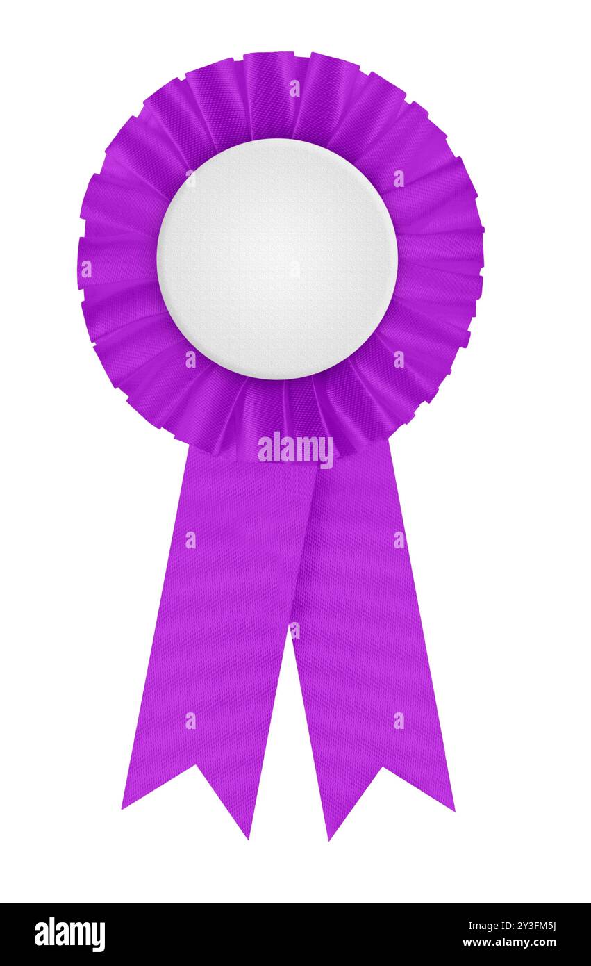 Rosette - Purple winners prize ribbon. Circular pleated award with ...