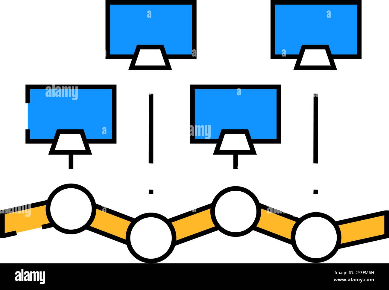 network topology analyst icon color illustration Stock Vector Image ...