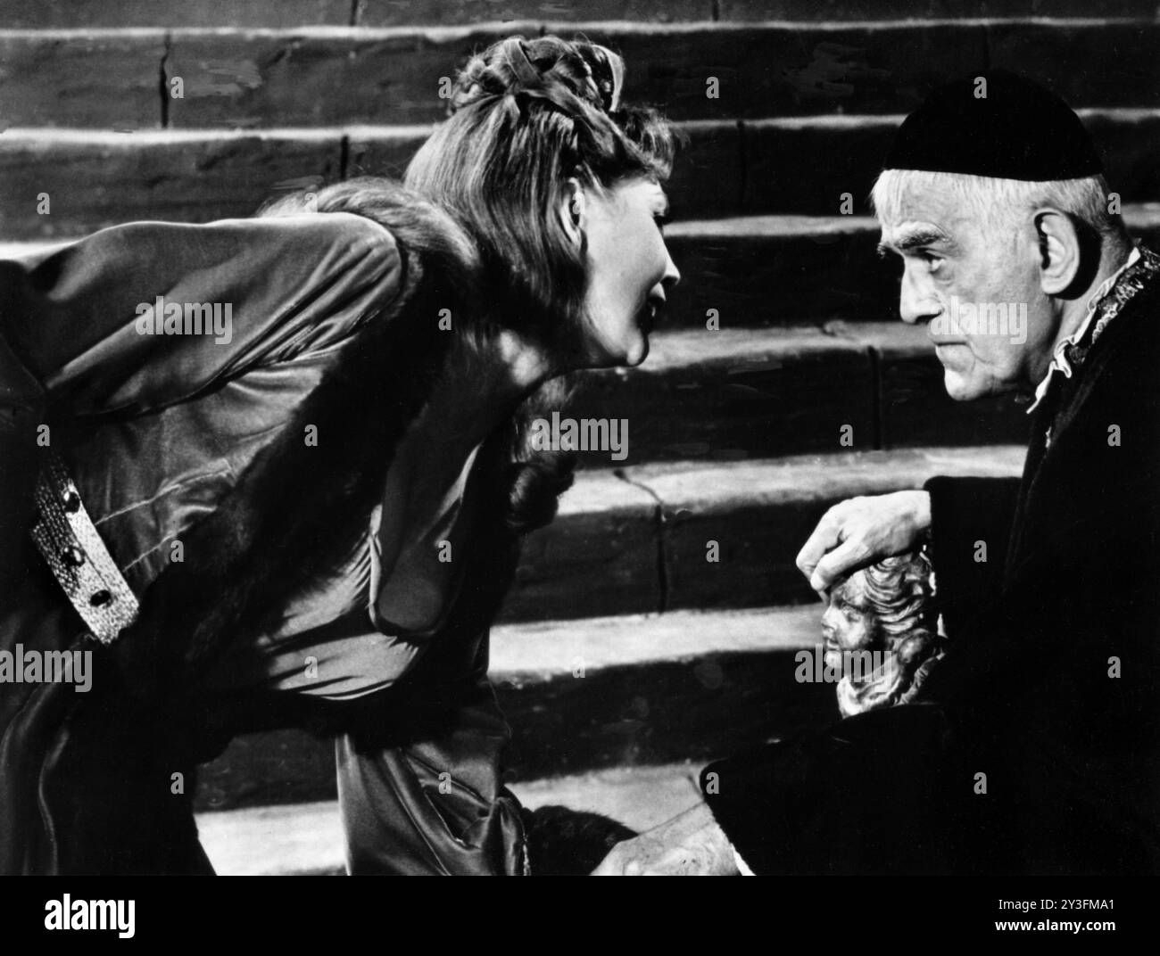 Hazel Court, Boris Karloff, on-set of the film, "The Raven", American ...