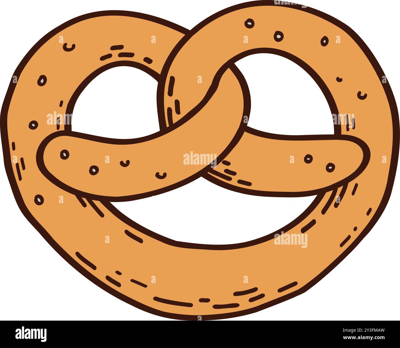 Drawing of a piece of cartoon pie, pastry, pretzel, dessert. Isolated ...