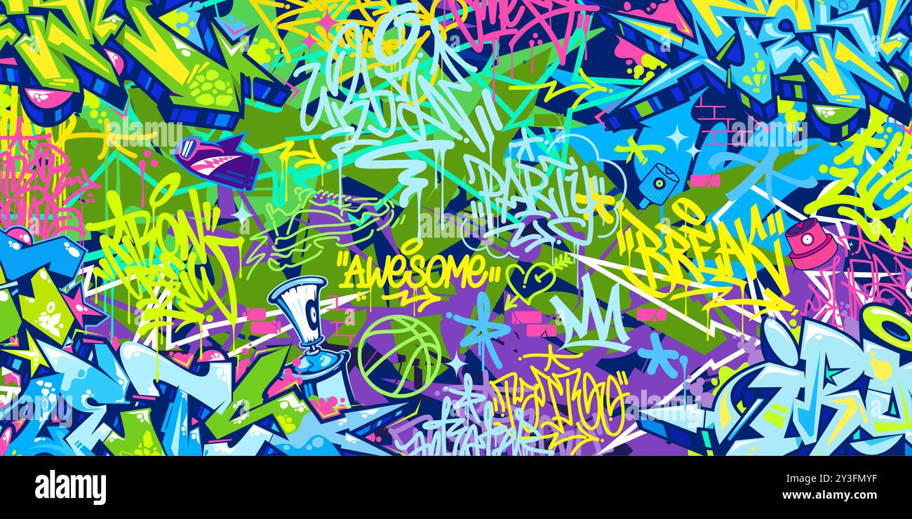Abstract Hip Hop Urban Street Art Graffiti Style Vector Illustration ...